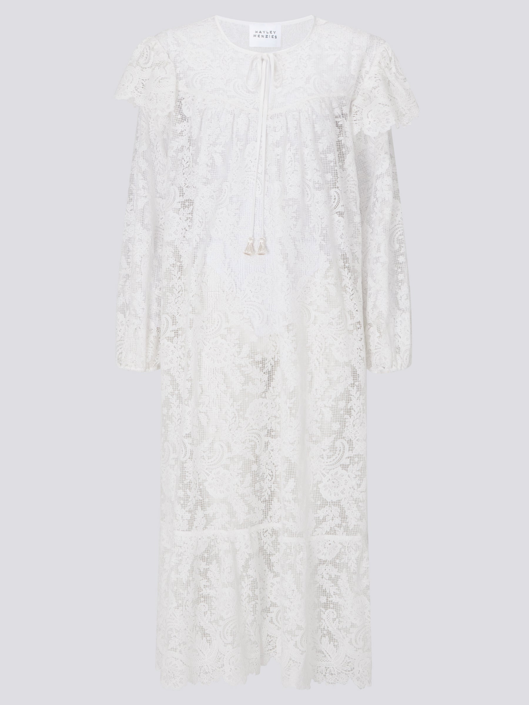 Blanche Lace Ruffle Sleeve Midi Dress – Hayley Menzies