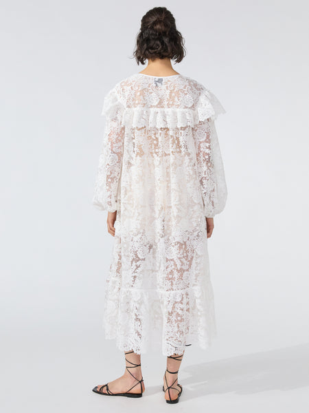 Blanche Lace Ruffle Sleeve Midi Dress – Hayley Menzies